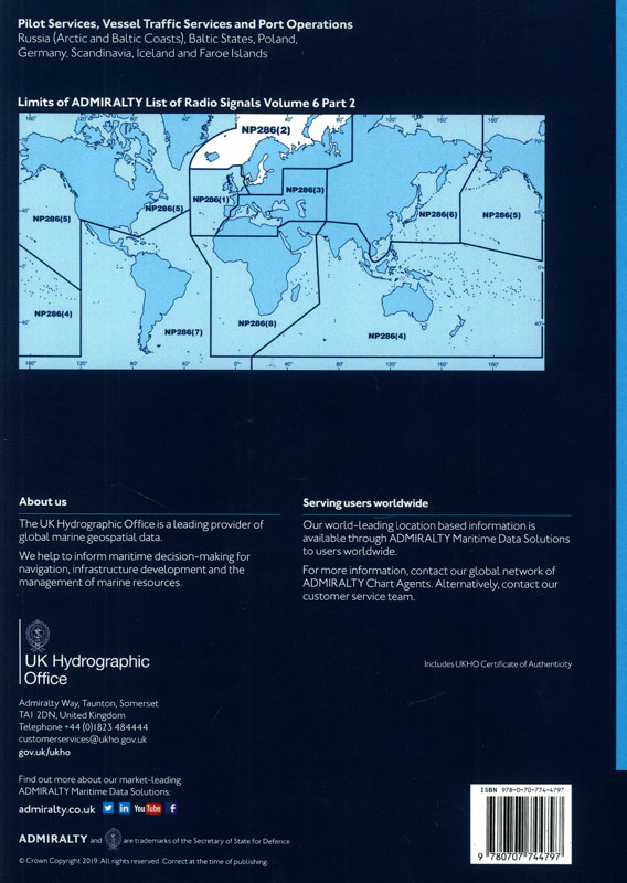 Admiralty list of radio signals. Vol 6. NP286(2) (ALRS). Pilot servises ...