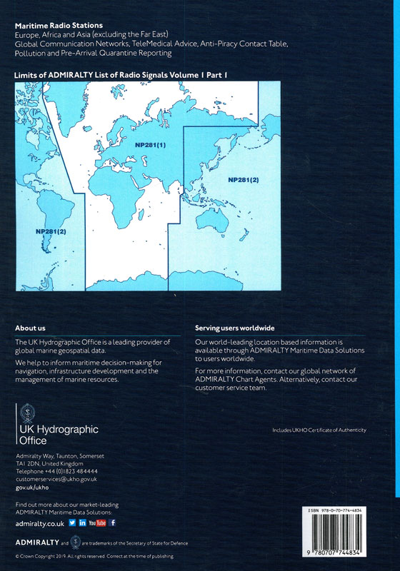 Admiralty list of radio signals. Vol 1. NP281(1) (ALRS). 2019/2020 ...