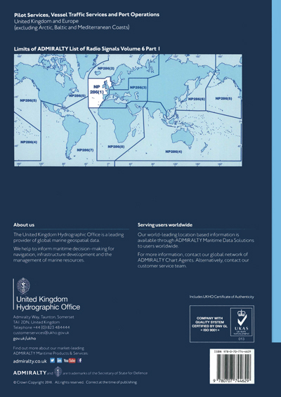 Admiralty list of radio signals. Vol 6. NP286(1) (ALRS). Pilot servises ...