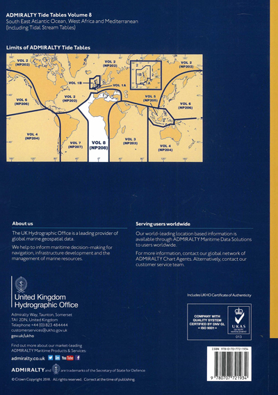 Admiralty Tide Tables. NP208. Volume 8. 2022. South East Atlantic Oсean ...