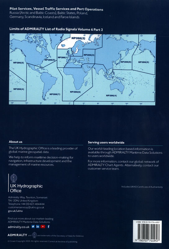 Admiralty list of radio signals. Vol 6. NP286(2) (ALRS). Pilot servises ...